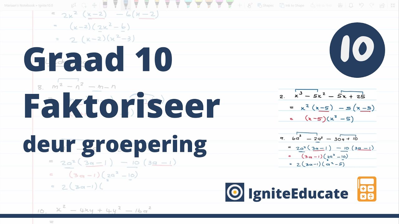 Faktoriseer deur groepering (Graad 10 Wiskunde) - YouTube