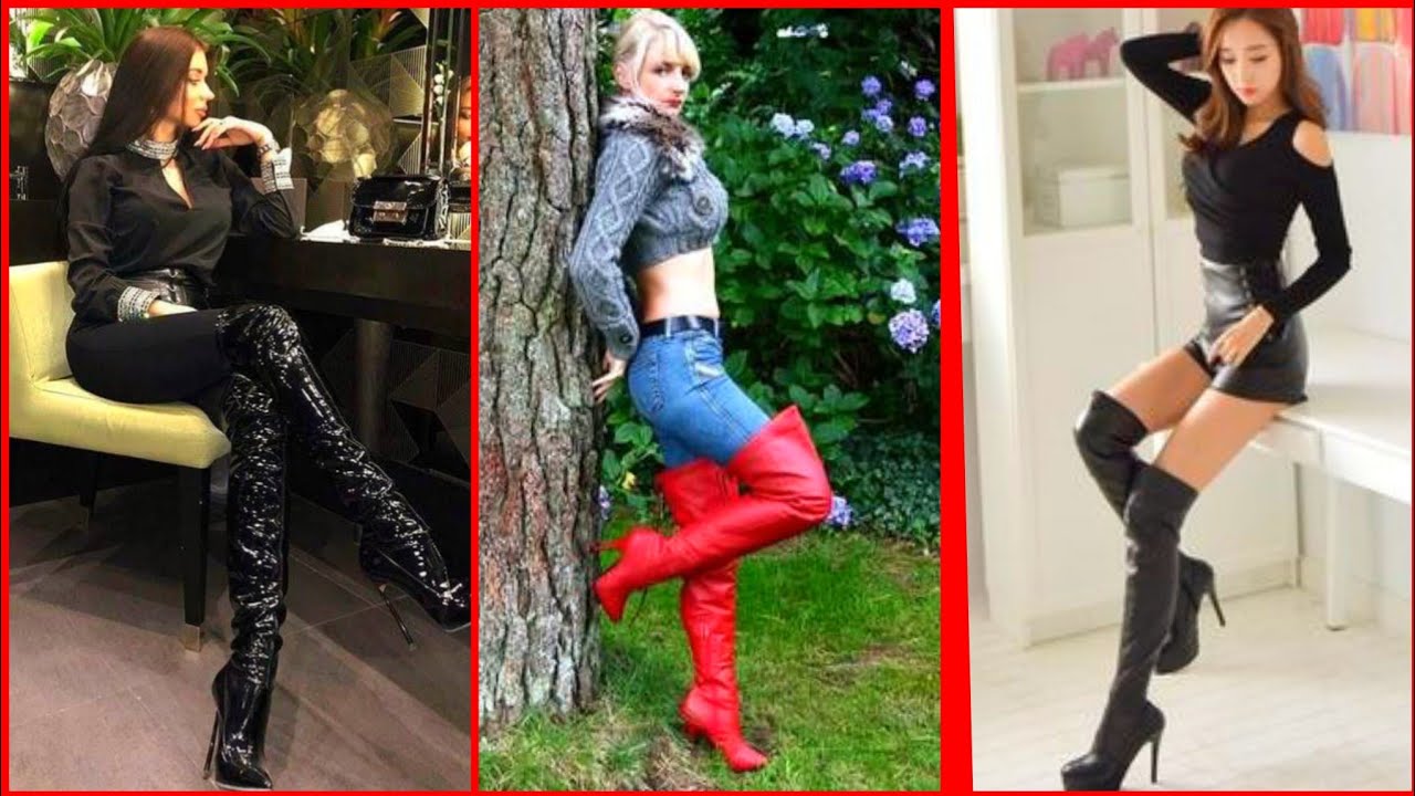 stunning and gorgeous leather long shoes heels idea for women's - YouTube