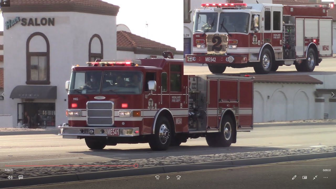 Cal Fire Highland Medic Engine 541 & 542 Arriving On Scene Of A Traffic ...
