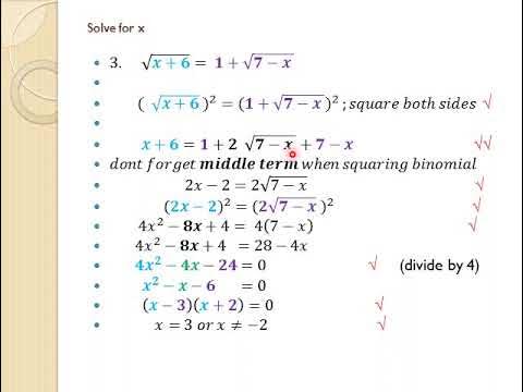 2 6 Solving surd equations by means of squaring - YouTube