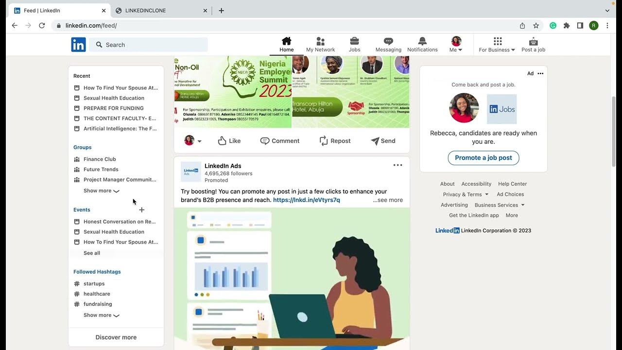 LinkedIn clone using HTML and CSS - YouTube