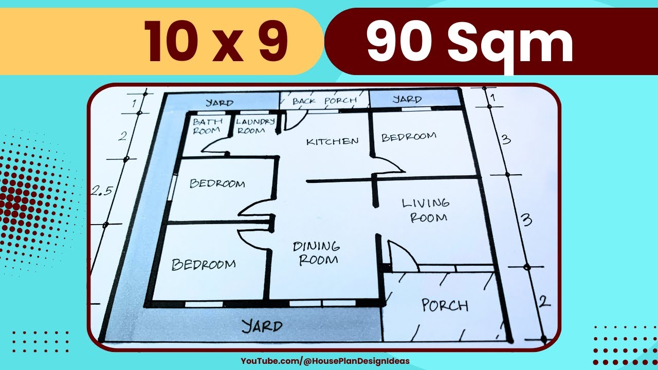 90 square meter House Plan Design 10x9 meters 3 Bedroom - YouTube
