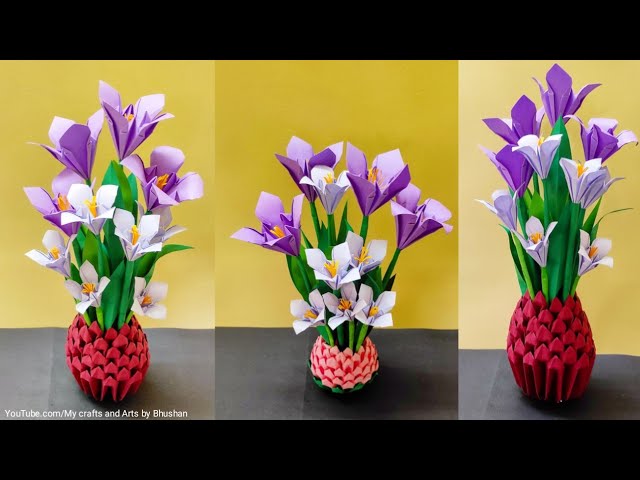Simple Origami Flower Pot Flower Vase Decoration Ideas | Paper Flowers