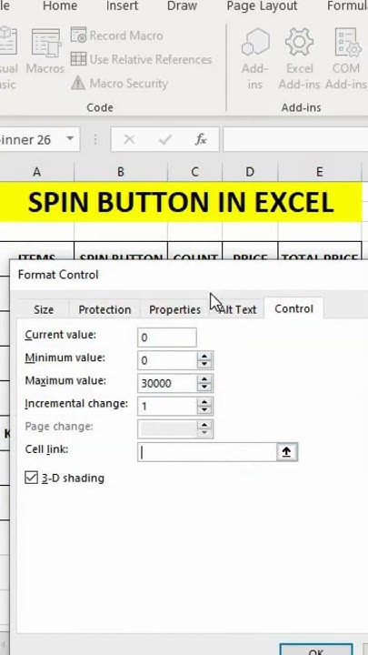 How to make spin button in excel... - YouTube