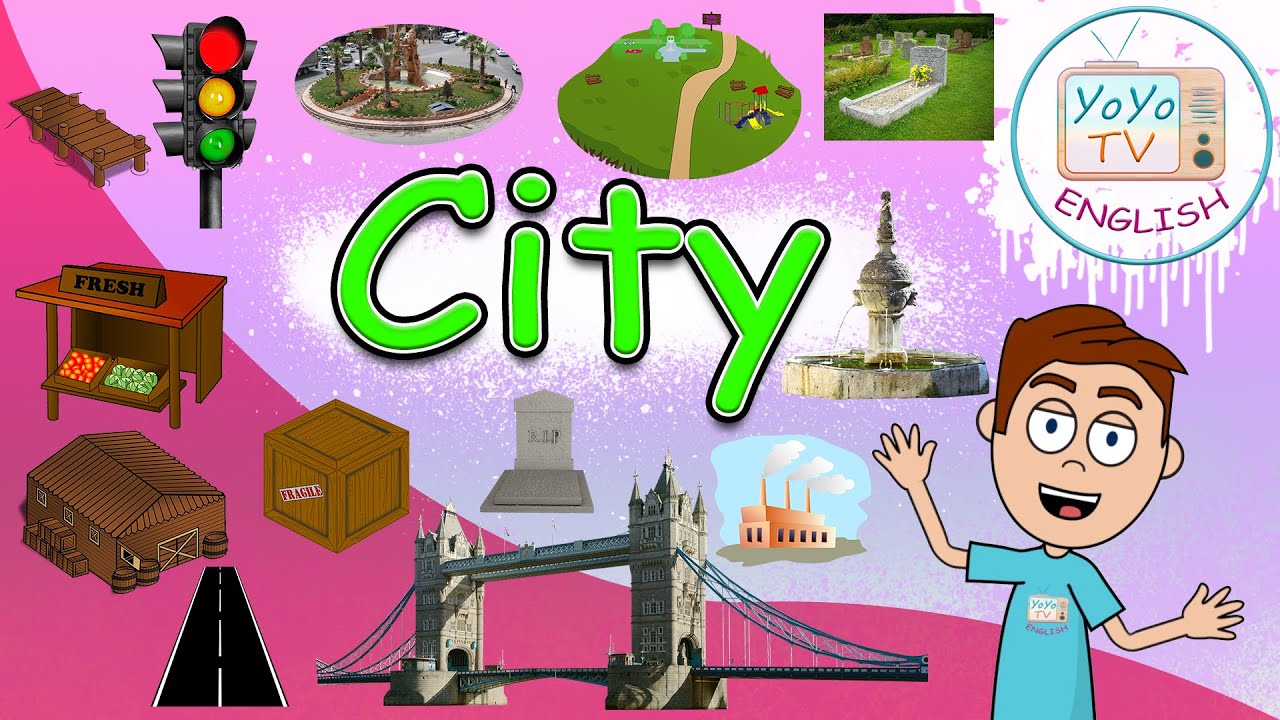 The city vocabulary in English | Places vocabulary IN ENGLISH with YoYo ...