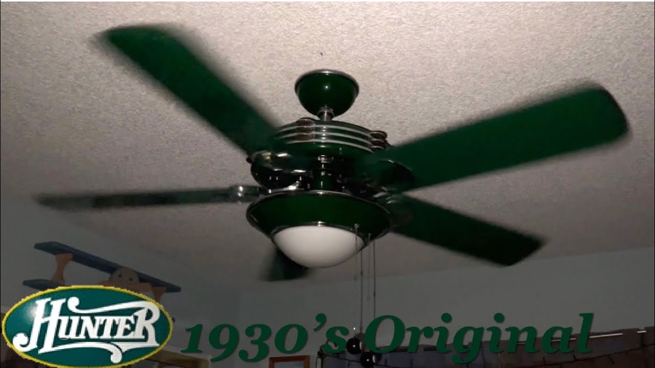 52” Hunter 1930’s Original ceiling fan (after balancing) - YouTube