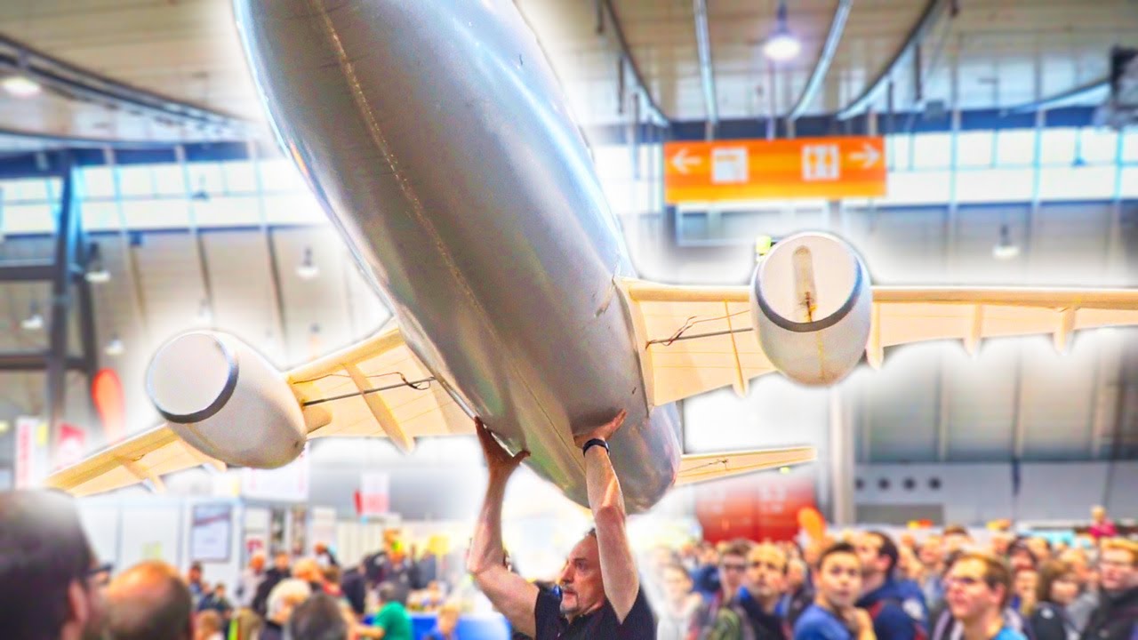 WORLDS LARGEST GIANT RC INDOOR AIRBUS A310 HELIUM PLANE 5 METER FLIGHT ...