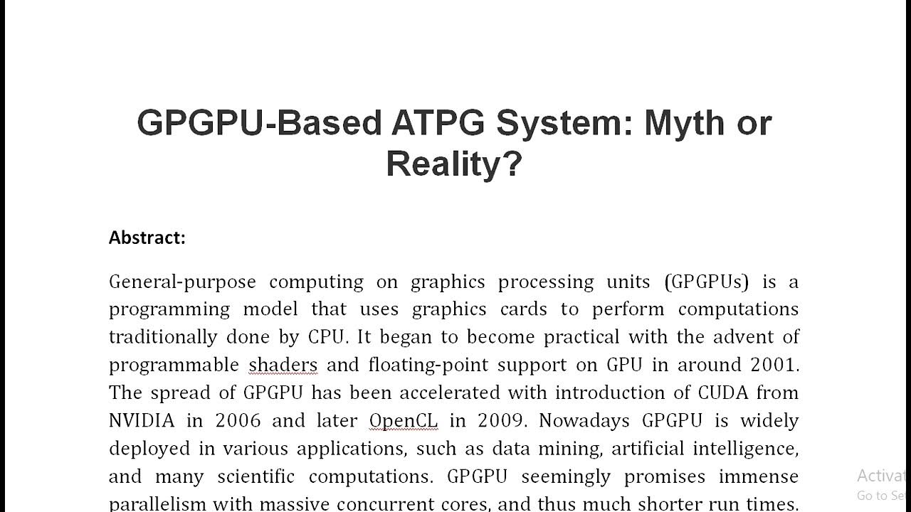 GPGPU Based ATPG System Myth or Reality - YouTube