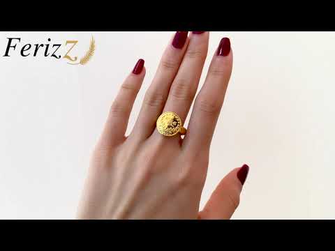 FerizZ Altın Kaplama Reşat Altınlı Ayarlanabilir Yüzük YZK-214