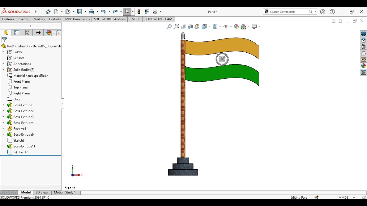 3D Making Indian Flag on Solidworks || Tiranga - YouTube