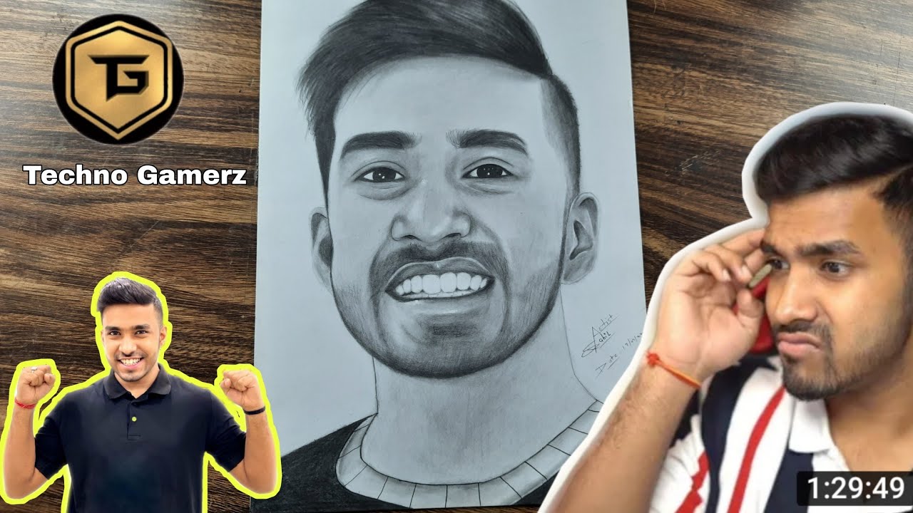 TechnoGamerz Drawing | Ujjwal gamerz | Portrait Drawing #techno gamerz ...