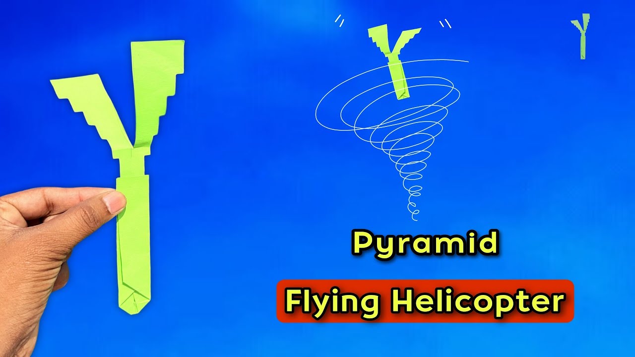 helicopter flying toy, new pyramid flying helicopter, paper toy plane ...