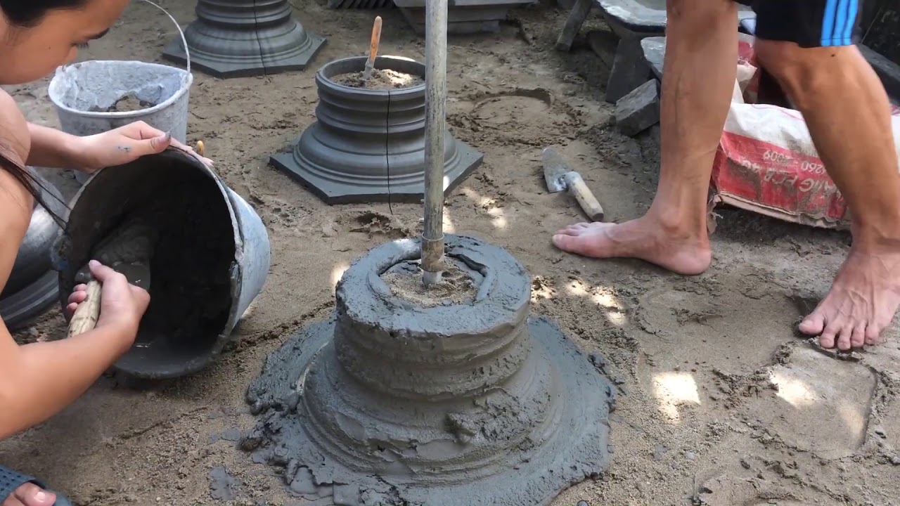 Amazing Techniques Rendering Sand and Cement DIY Make One Leg of Column ...