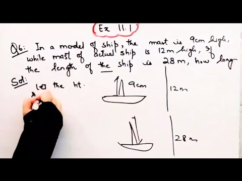 In model of ship mast is 9cm high, while mast of actual ship is 12m ...