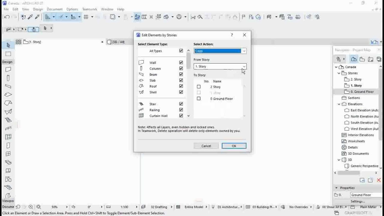 ArchiCAD Tutorial: Copy, Cut or link elements in ArchiCAD stories ...