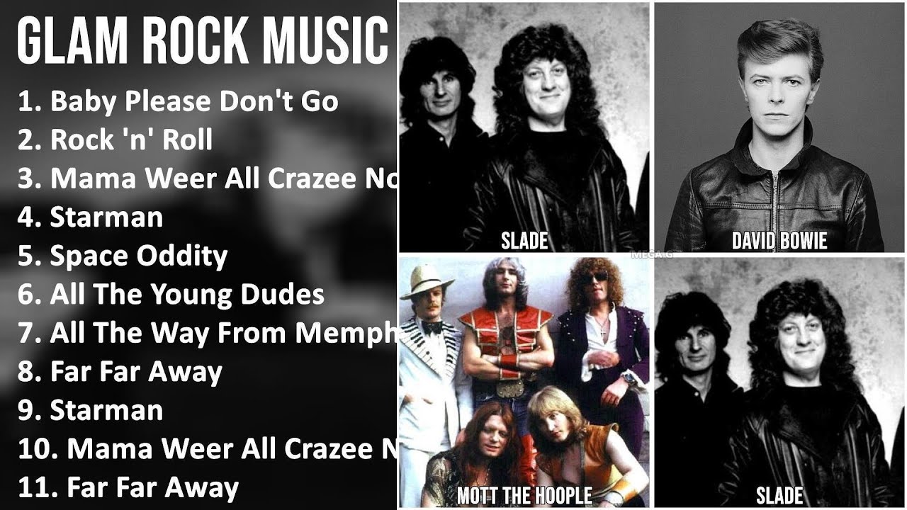 GLAM ROCK Music Mix - Gary Glitter, Slade, David Bowie, Mott the Hoople ...