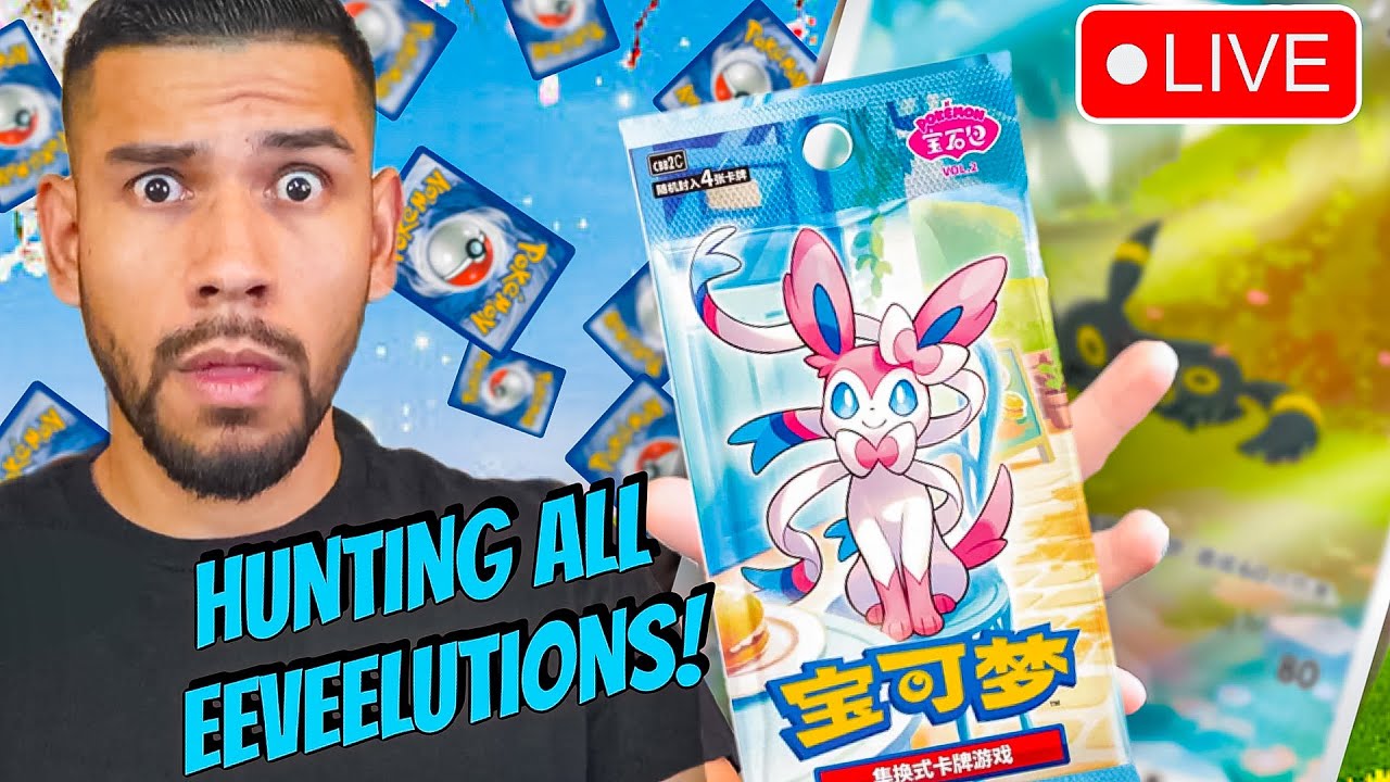 Hunting All Eeveelution Pokemon Cards! Live Opening! - YouTube
