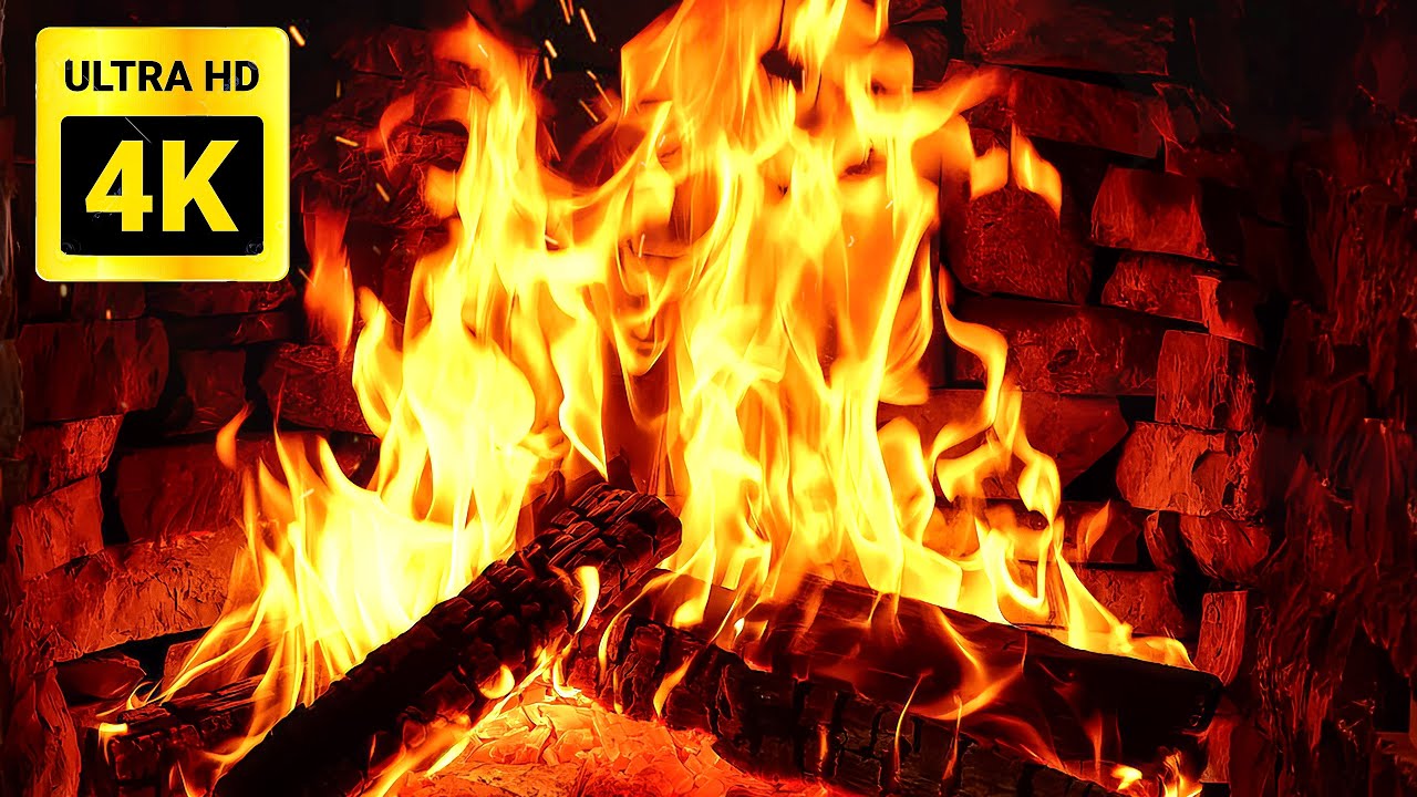 🔥 Fireside Comfort 4K with Enchanting Flames | ASMR Fireplace Sounds ...