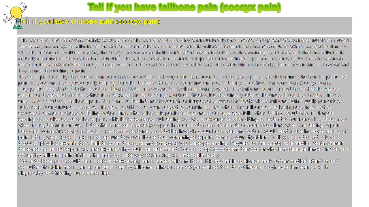 How to : Tell if you have tailbone pain (coccyx pain) - YouTube