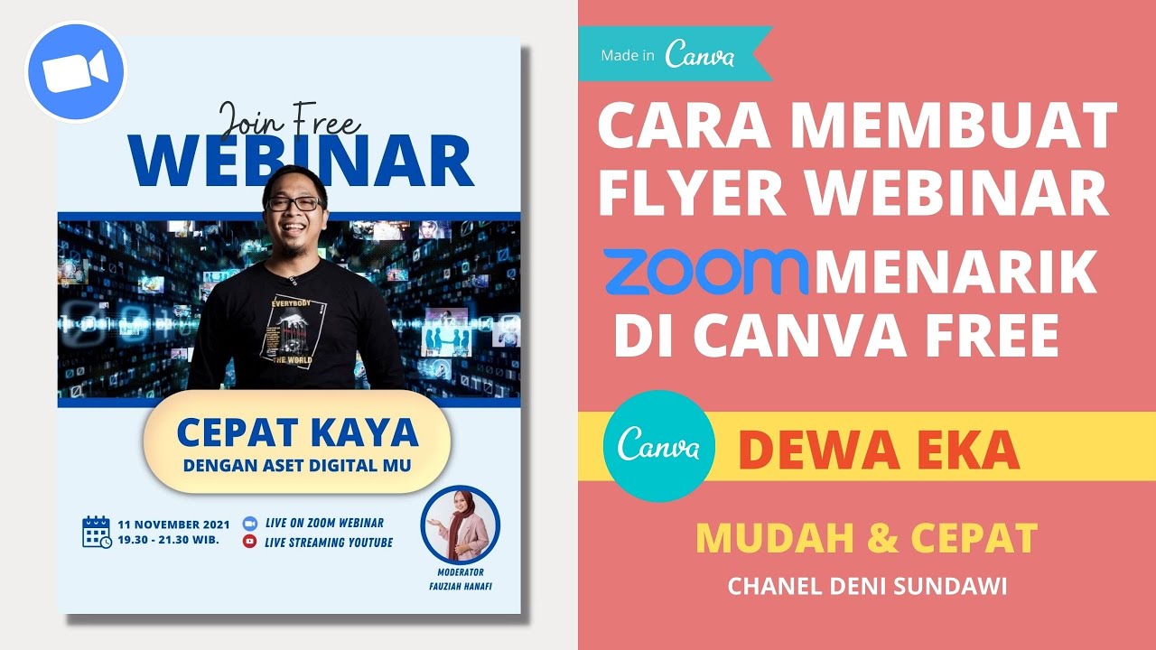 Cara membuat Flyer Webinar Zoom Menarik di Canva Free - YouTube