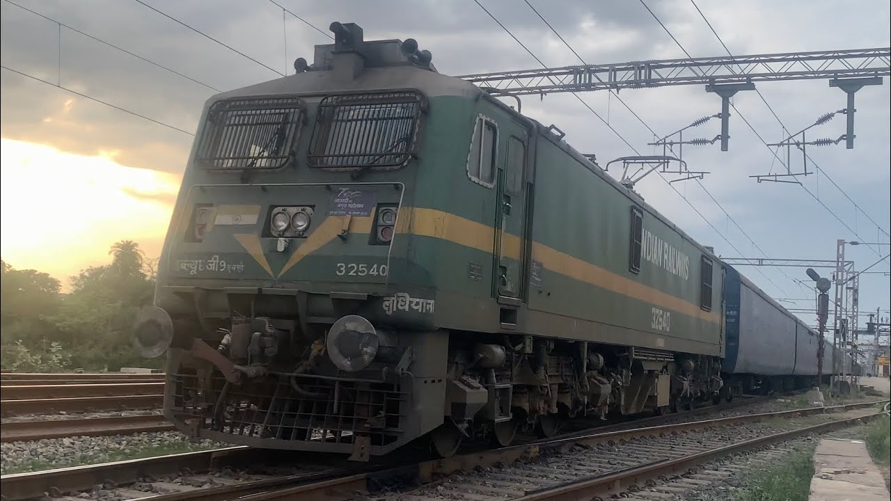 WAG 9 Locomotive Pulling ICF Parcel Van Maal Gaadi Freight Train Indian ...