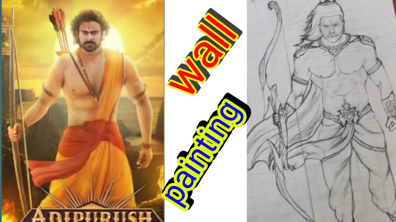 adipurush easy step by step drawing || wallpainting wallsketch ...