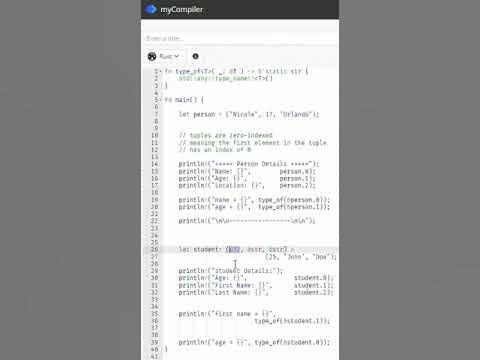 Rust #9 - Tuple data type. How to assign and use. #shorts - YouTube