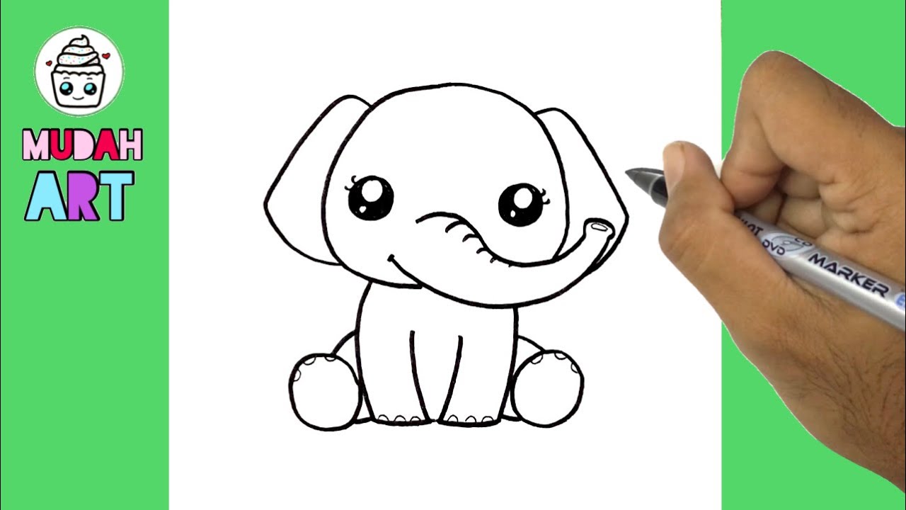 CARA MELUKIS GAJAH COMEL | lukisan mudah - YouTube