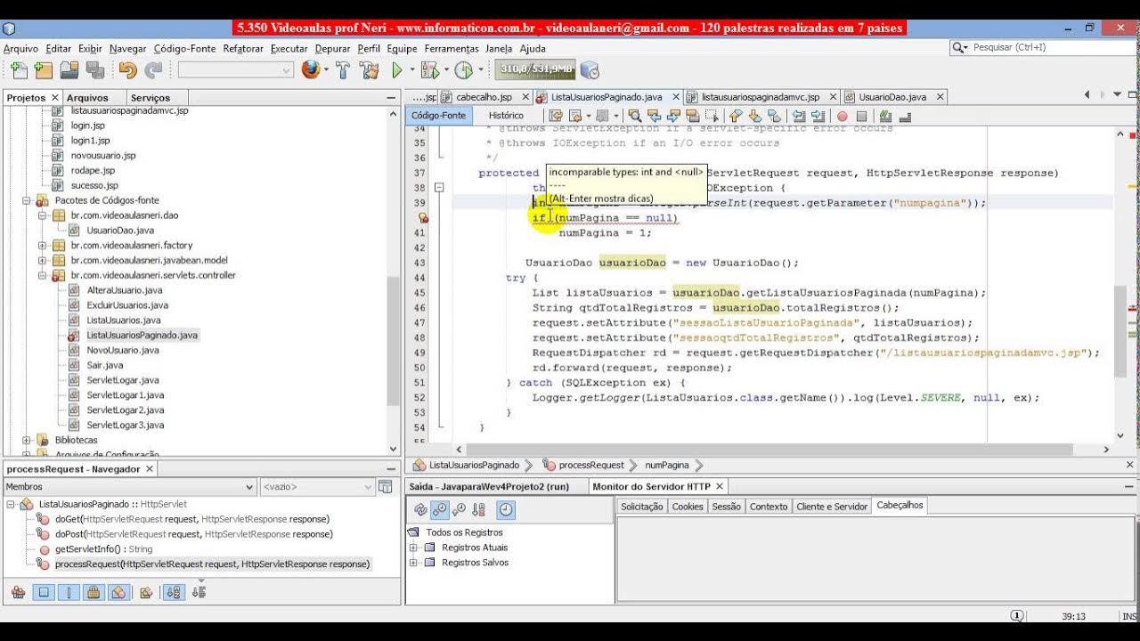 aula 5415 java para web 4 finalizando Paginacao de registros usando ...