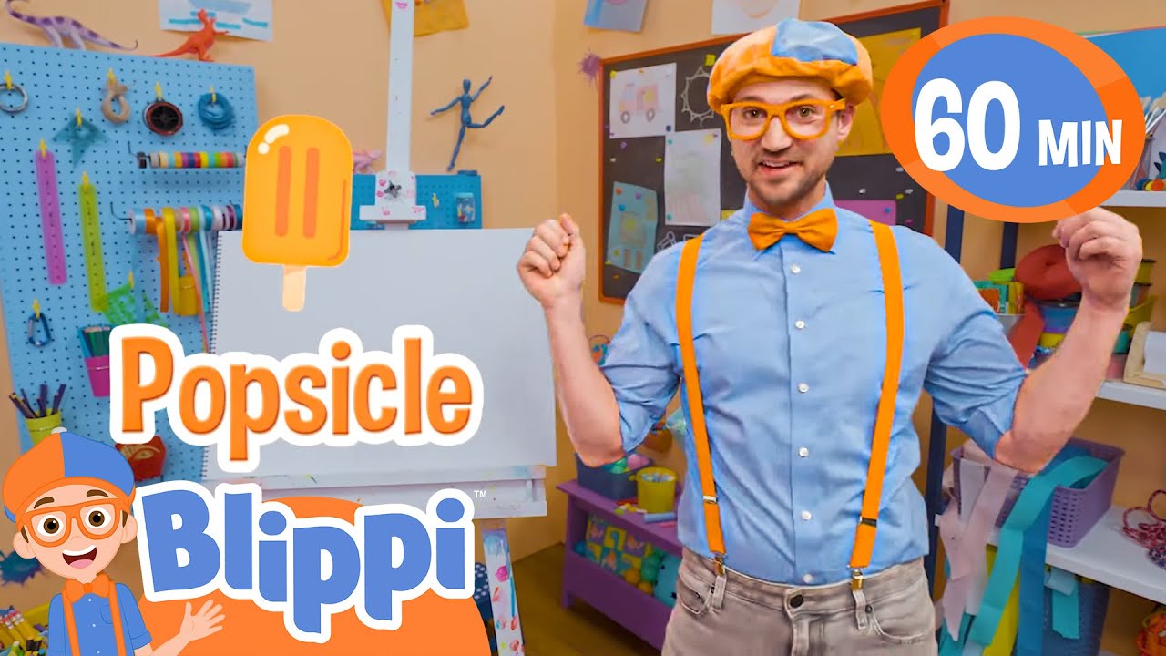 BLIPPI Teaches How To Draw A Popsicle | Painting for Kids | Moonbug Art ...