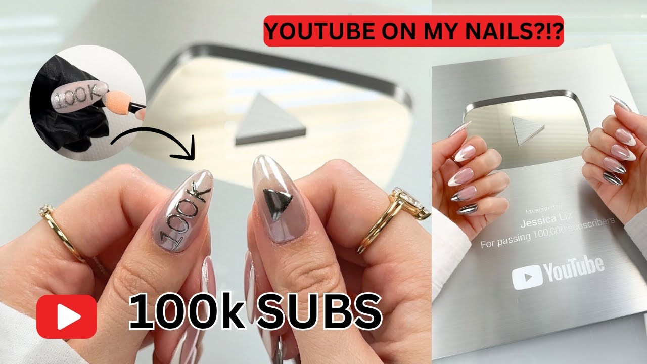 YOUTUBE PLAY BUTTON NAILS!! + UNBOXING! 😭🤍 - YouTube