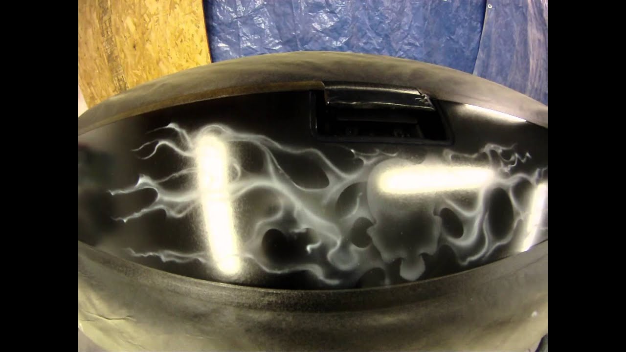airbrushing skull in flames - YouTube