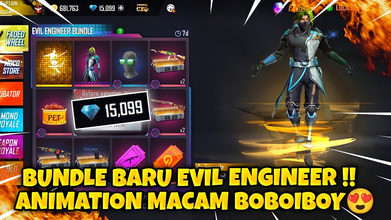 EVIL ENGINEER BUNDLE + ANIMATION BOBOIBOY ?? GAGAL BOOYAH 😭 FFMY ️ ...