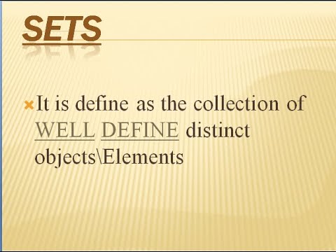 CONCEPT OF SETS AND TYPES OF SETS - YouTube