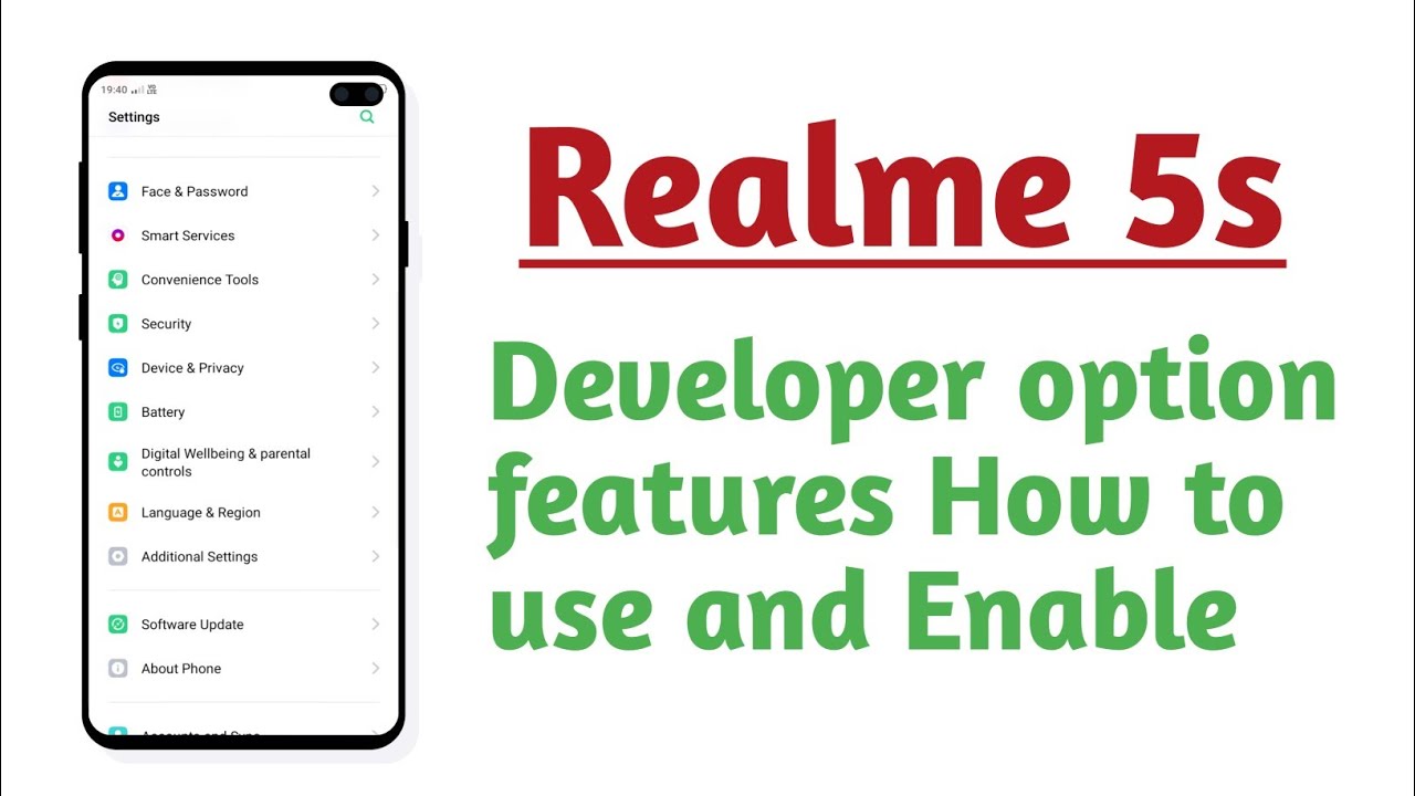 Realme 5s , How to use and Enable Developer option features explain ...