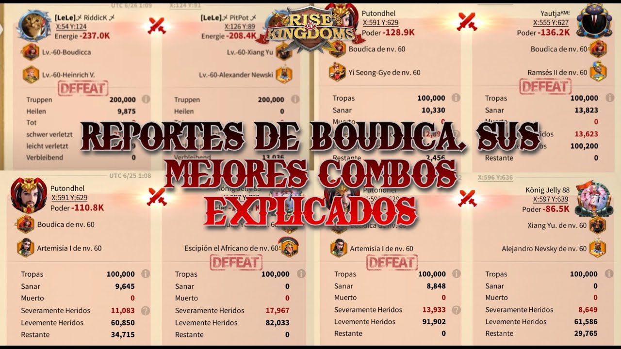 MEJORES COMBOS PARA BOUDICA PRIME | Rise of Kingdoms Español - YouTube