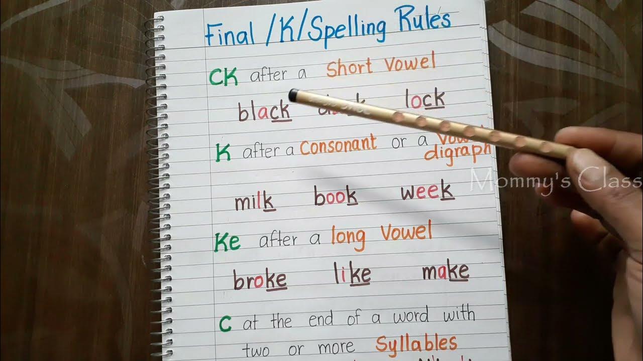 Final /k/ spelling rules || k, ck, ke, c || Phonics || Teaching kids at ...