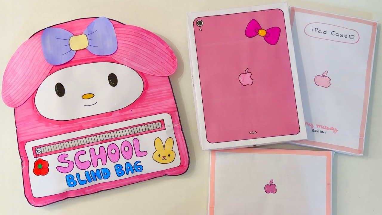 paper diy🩷] MY MELODY SCHOOL SUPPLIES Blind Bag + pink ipad unboxing ...