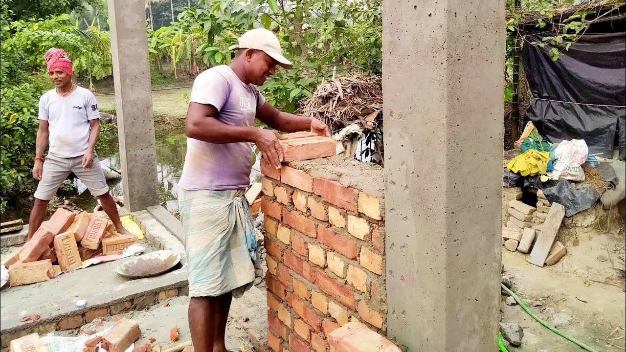 Brickwork Techniques Of Partition Wall - New 2Bhk House Brickwall Build ...