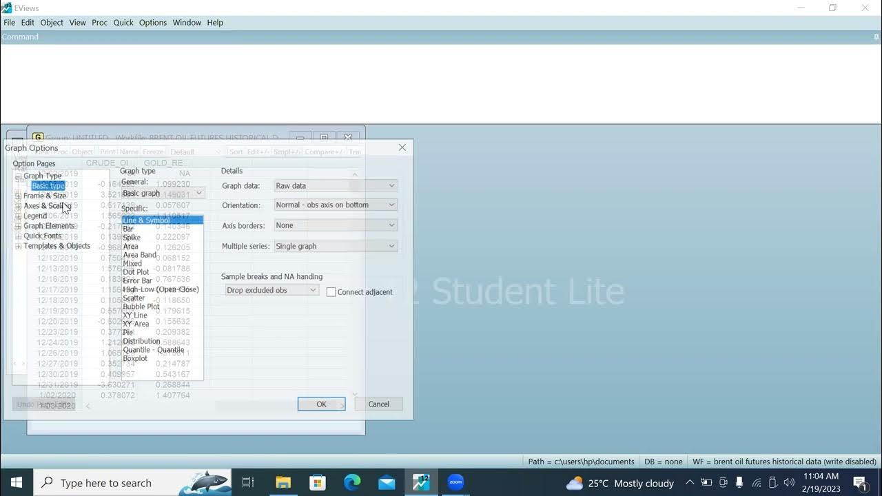 How to make Graph in Eviews, Two series stack in one Graph - YouTube