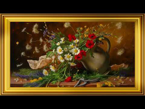 AESTHETIC OIL PAINTING FLOWER BACKGROUND VIDEO.FRAME ART TV SCREENSAVER