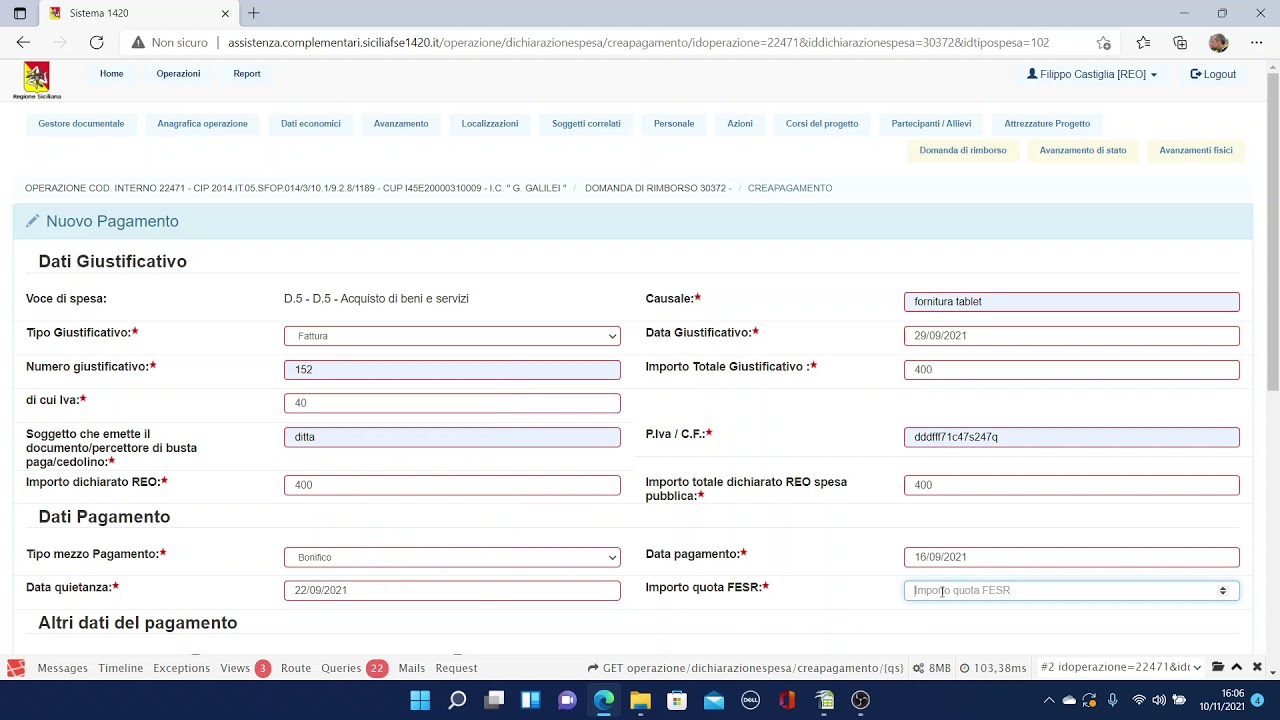 Generazione di Domanda di Rimborso a Costi Reali Sicilia FSE 1420 - YouTube