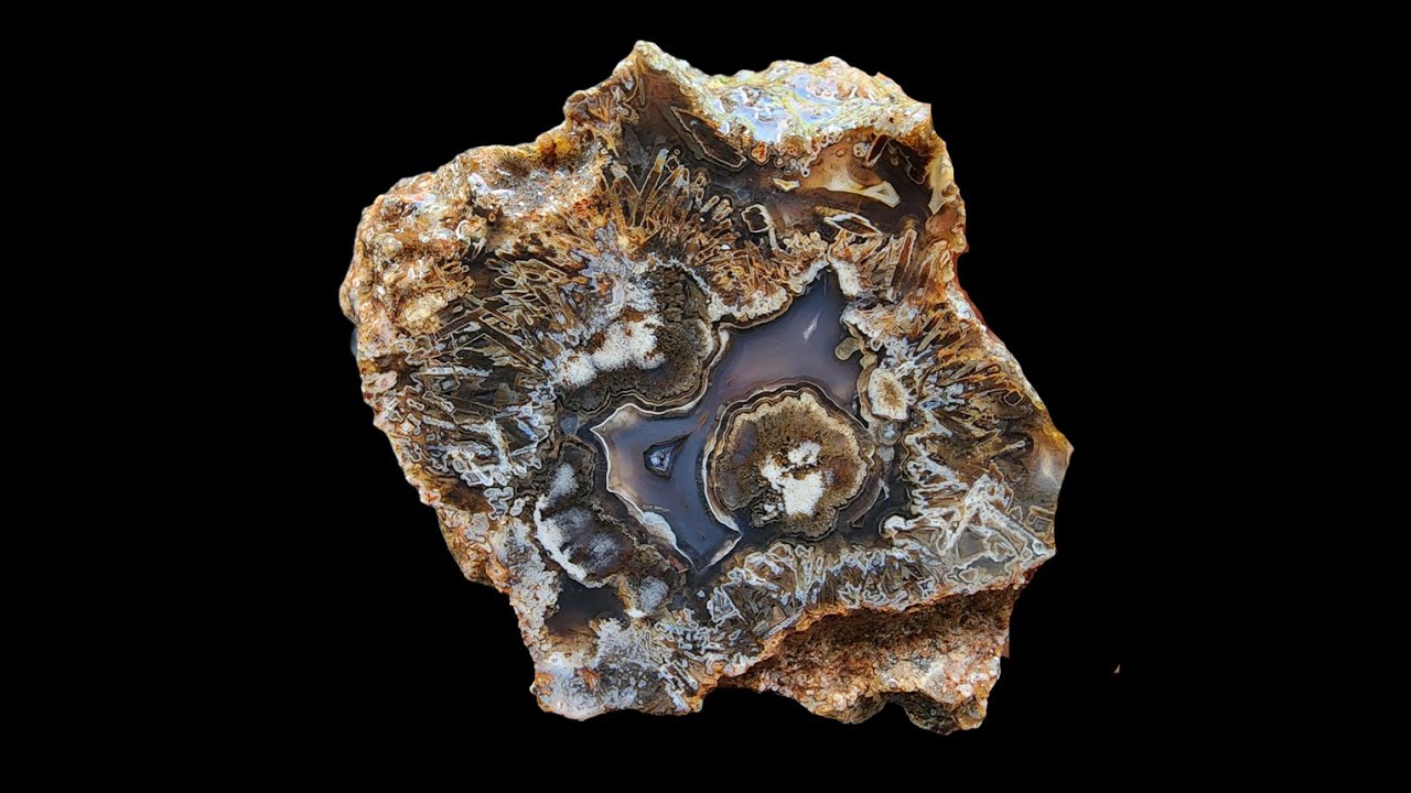 Unpolished Plume & Tube Agate Slab - YouTube