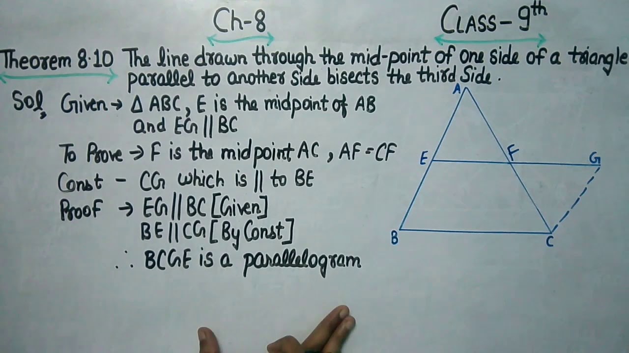 NCERT Mathematics Class-9th Ch-8 (Quadrilateral) Theorem-8.10 - YouTube