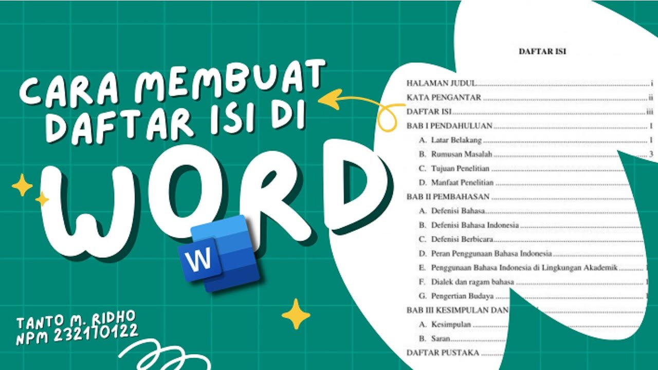 CARA MEMBUAT DAFTAR ISI DI MS WORD | UAS LITERASI TEKNOLOGI - YouTube