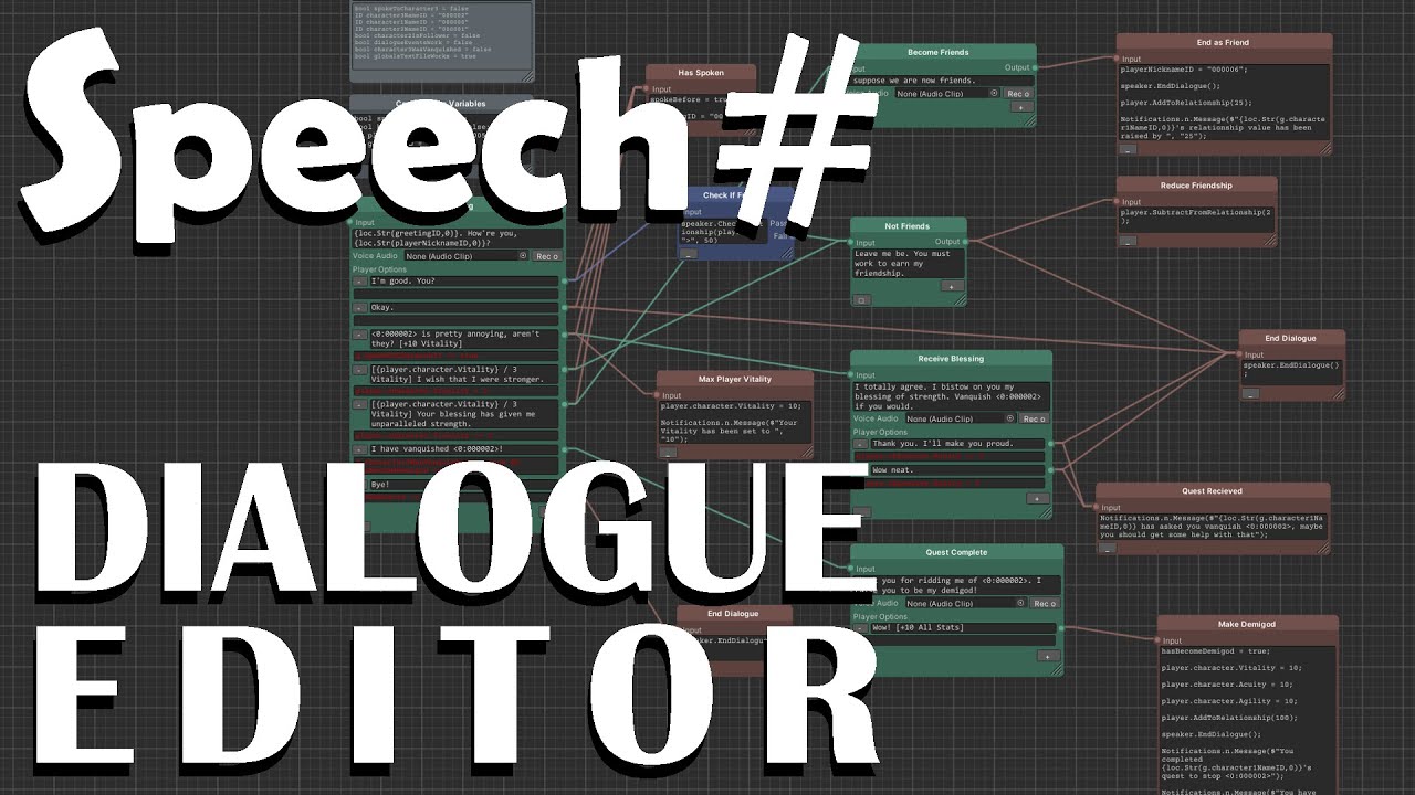 Dialogue Node Editor With C Scripting Unity Plug In Release Trailer