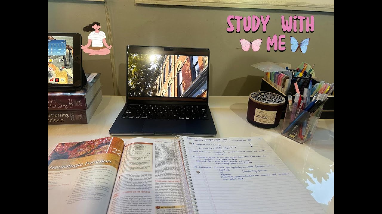 🦋3-Hour study with me | calm study music | ch.14| productive study ...