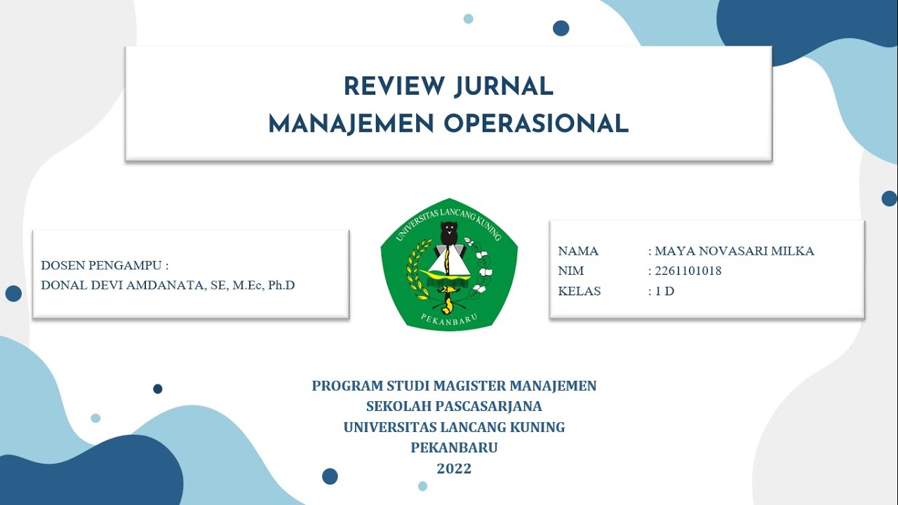 Tugas Review Jurnal Manajemen Operasional - Universitas Lancang Kuning ...