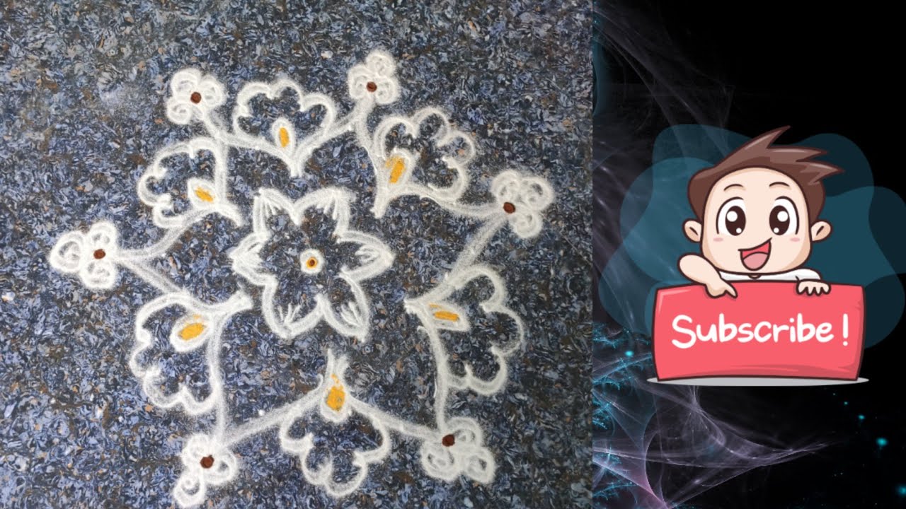 Beautiful daily Rangoli with 9*5 Dots | Easy flower Rangoli | Dots ...