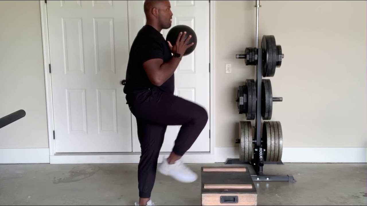 Med Ball Step Up w/ OH Reach - YouTube